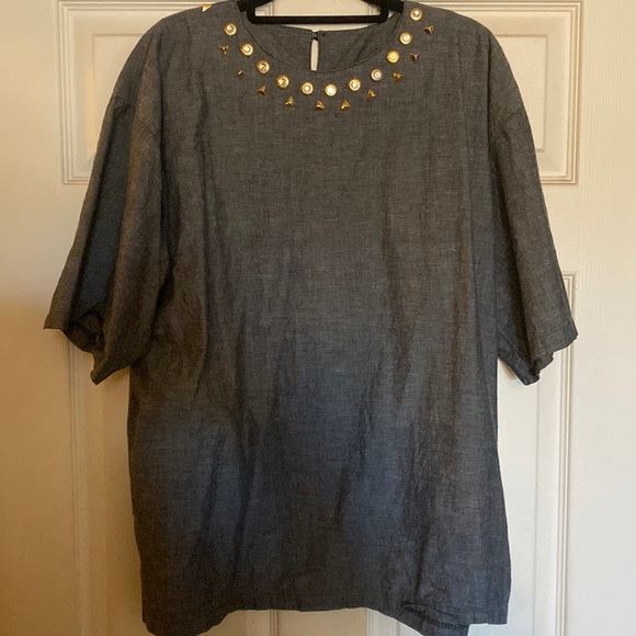 IB Diffusion | Tops | Vintage 99 Ib Diffusion Grey Short Sleeve Blouse ...